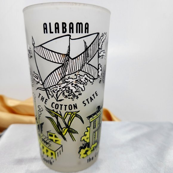 Dining | Antique Souvenir Drinking Glass Alabama The Cotton State ...